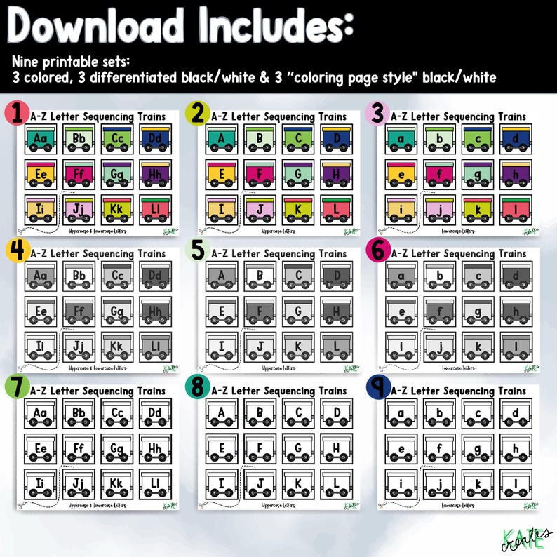Alphabet Train A-Z Sequencing Cards: Preschool Learning Game (digital ...