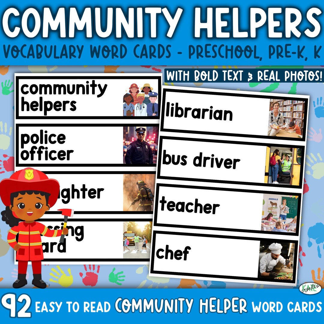Community Helpers Word Cards: Real Photo Vocabulary for Preschool ...