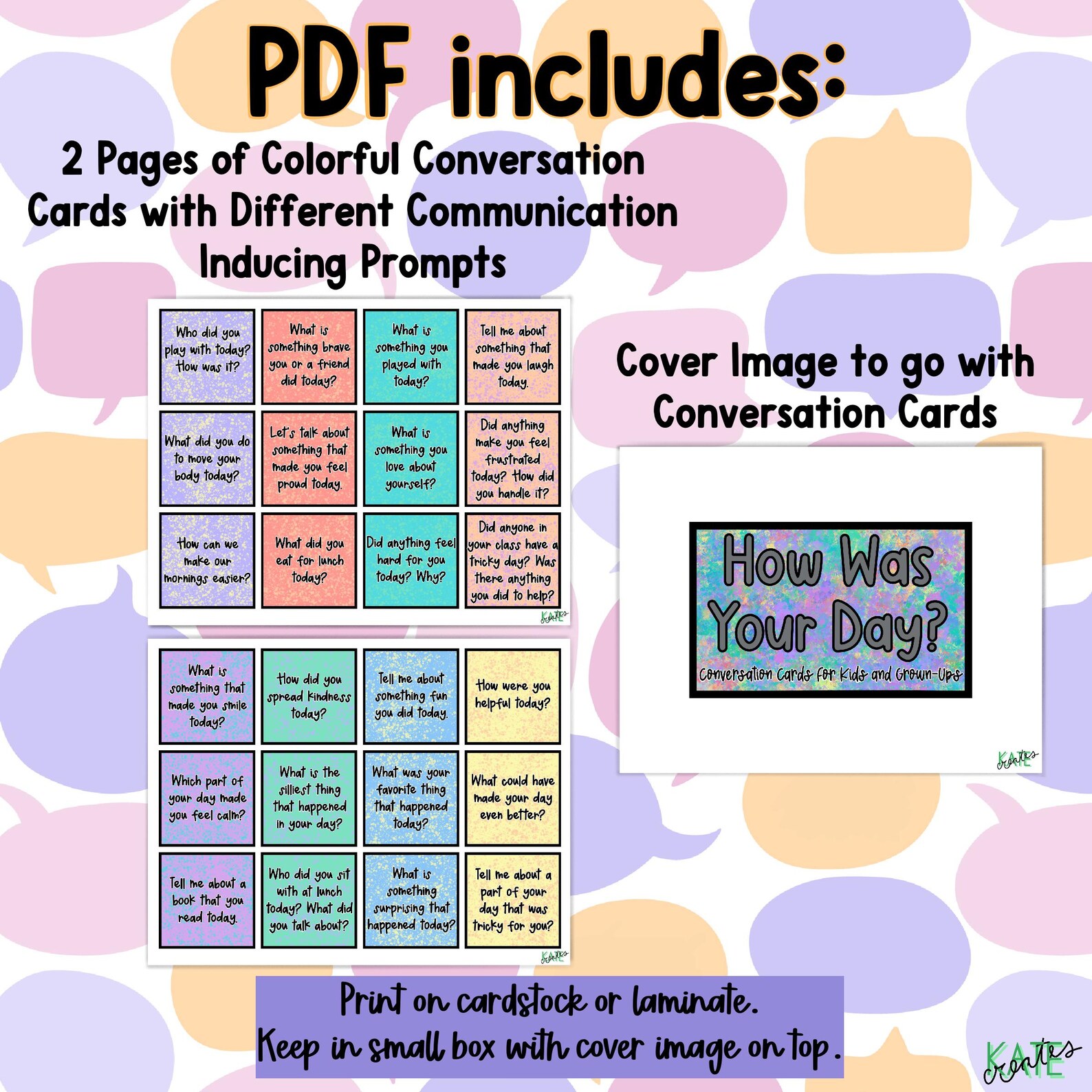Conversation Starter Cards for Kids and Parents | School Day Question ...