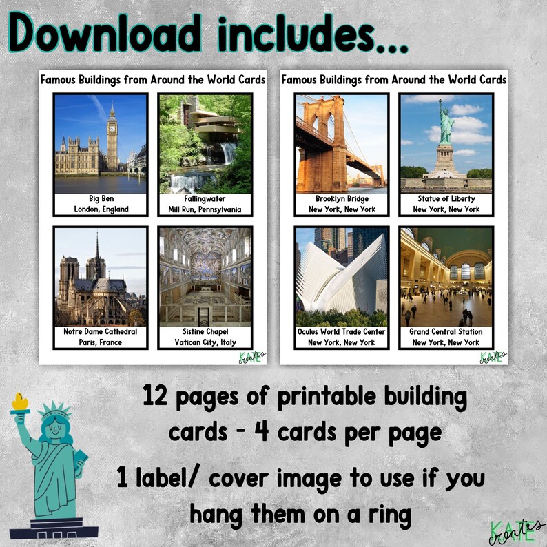 Famous Buildings & Landmarks Flashcards | Prek Creative Curriculum ...