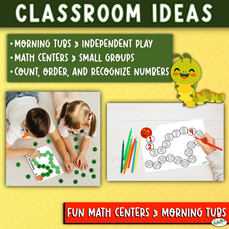 Caterpillar Number Sequencing Game – Preschool Math Center (digital) - Etsy