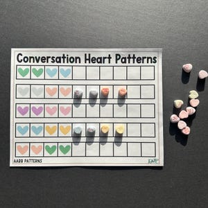Valentine’s Day Conversation Heart Pattern Mats | Printable Patterning ...