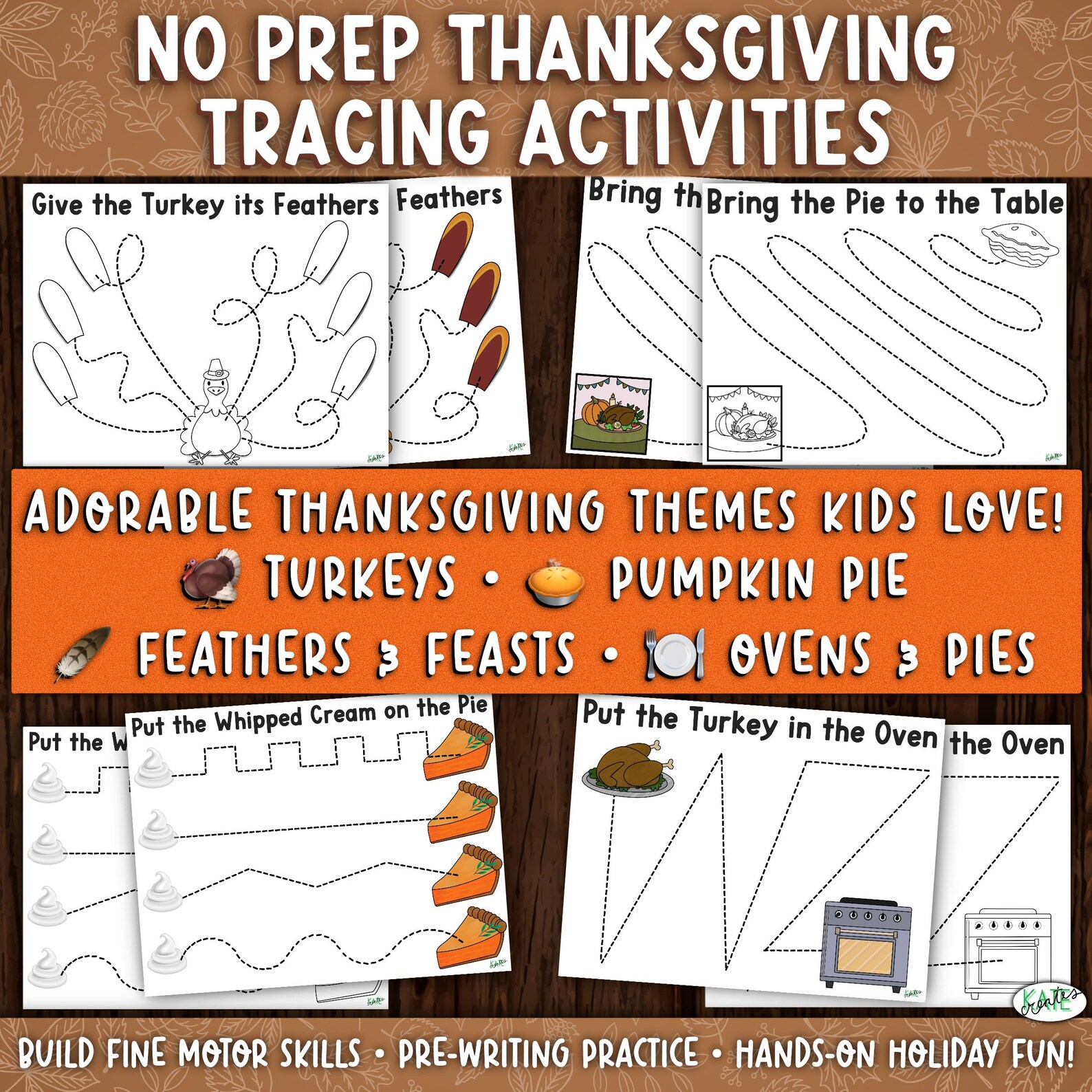 Thanksgiving Tracing Worksheets | Preschool Fine Motor Activity ...