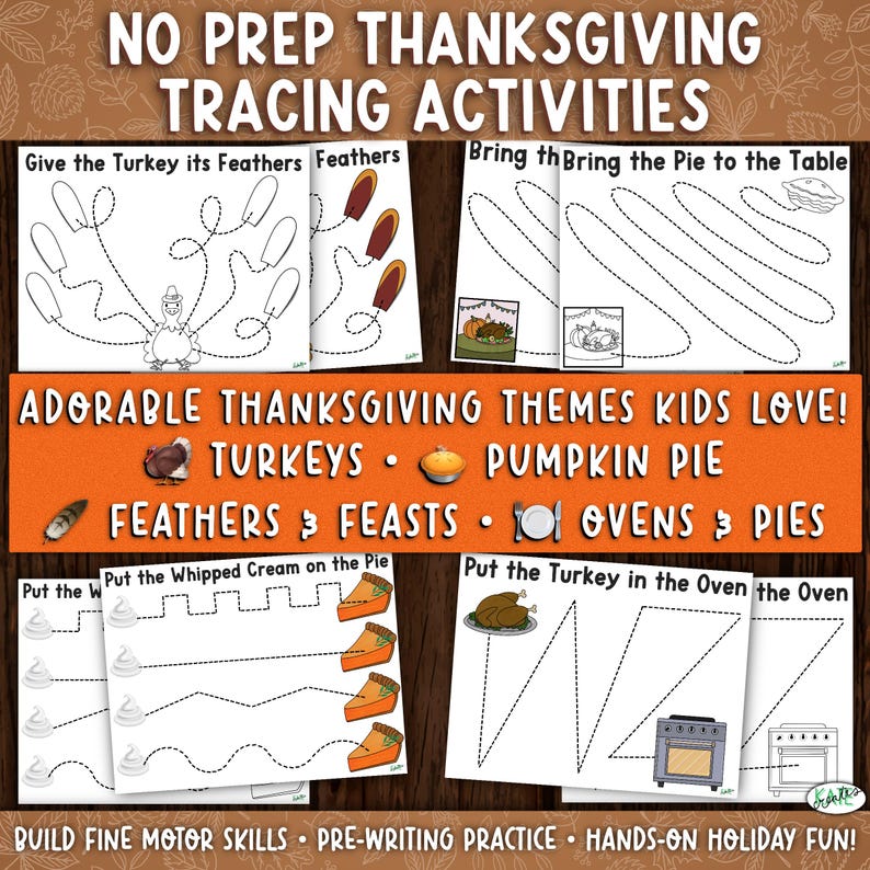 Thanksgiving Tracing Worksheets | Preschool Fine Motor Activity ...