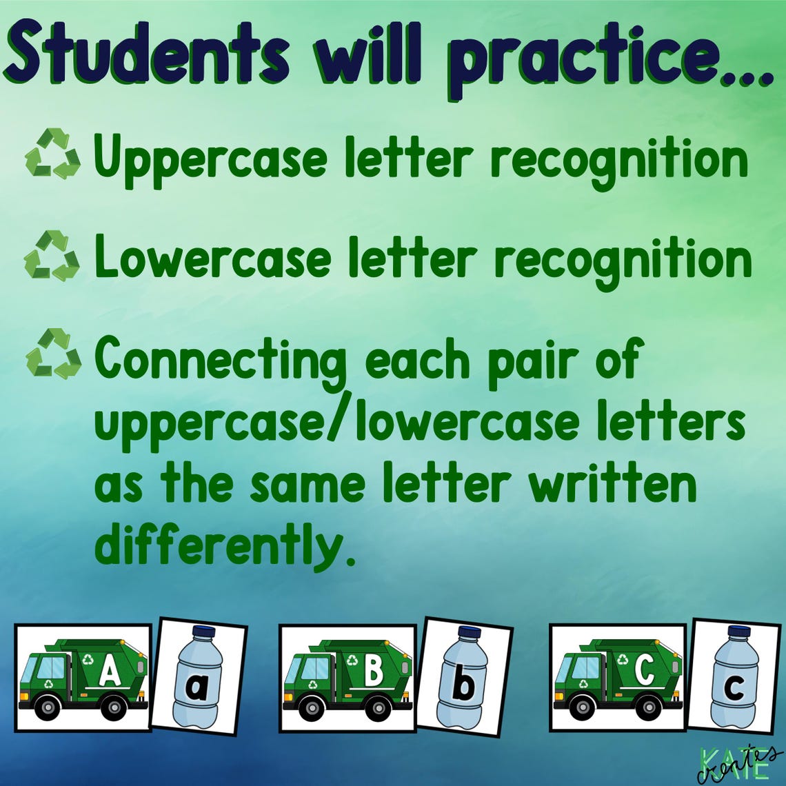 Earth Day Letter Match: Recycling Alphabet Game (digital PDF) - Etsy