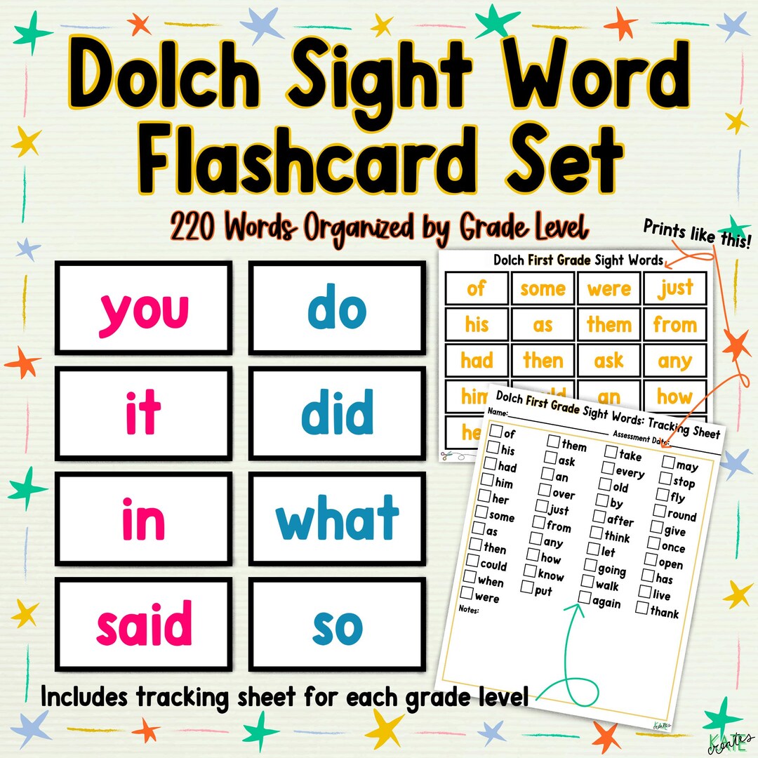 Printable Dolch Sight Word Flashcards, Kindergarten Learning, High ...