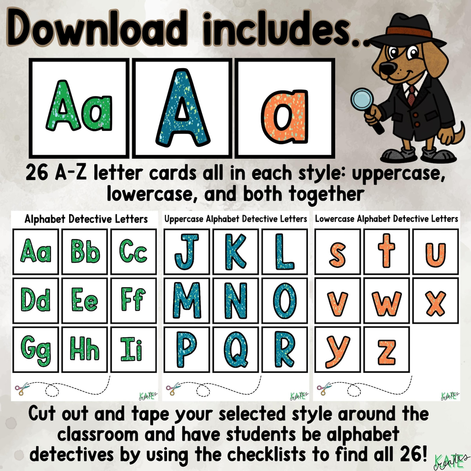 Prek Alphabet Detective Activity, Letter Identification Checklist Game ...