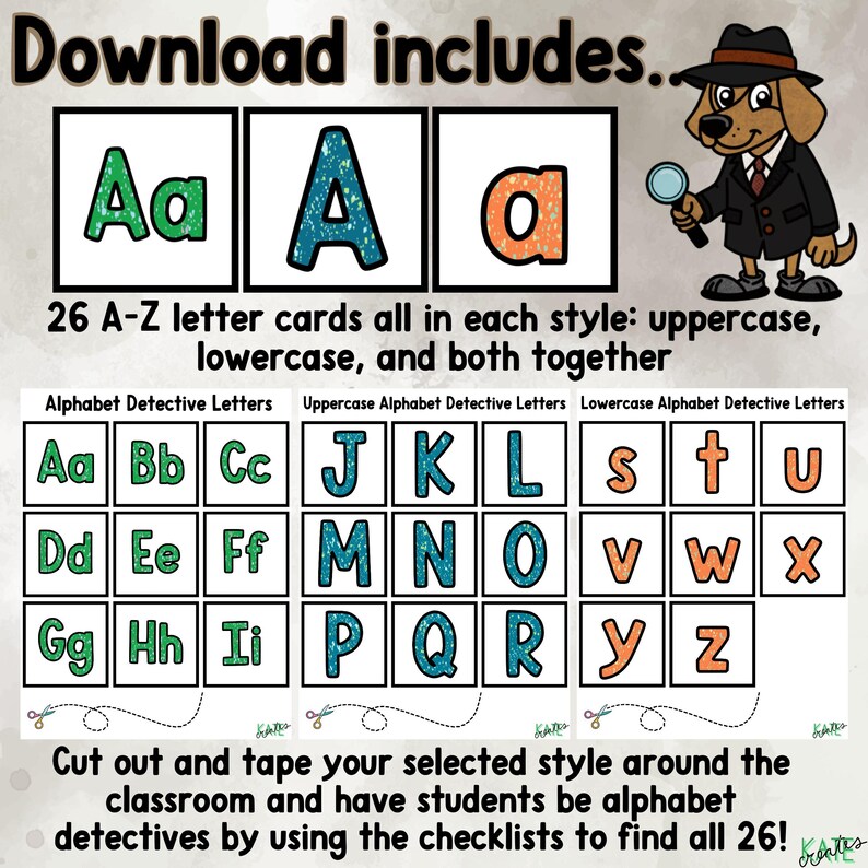 Prek Alphabet Detective Activity, Letter Identification Checklist Game ...
