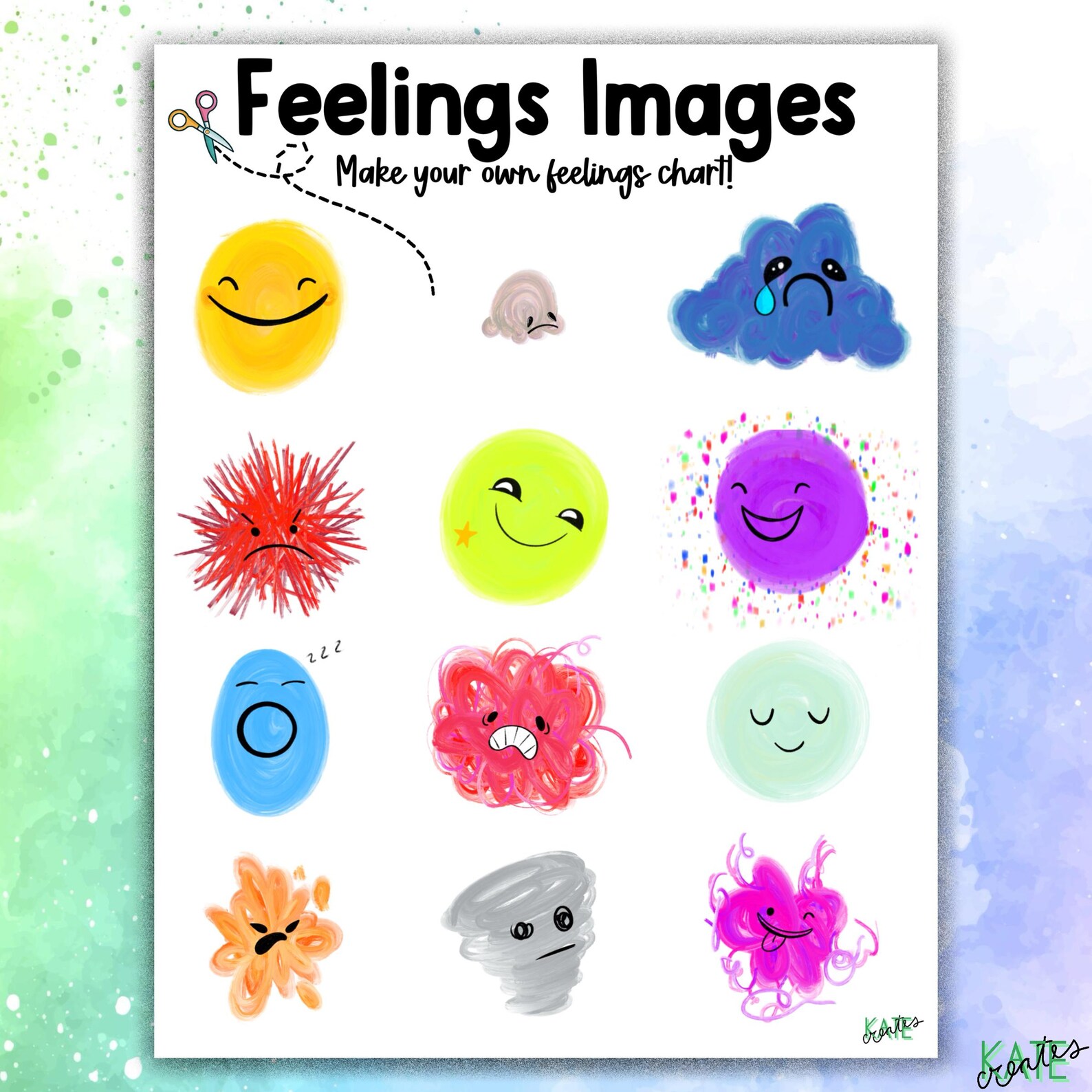Feelings Chart for Preschool, Emotional Regulation Cards for Kids ...