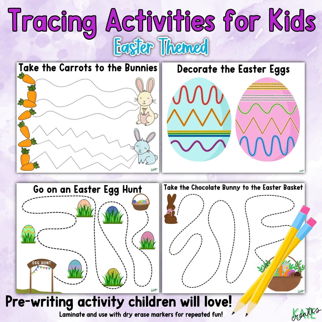 Easter Line Tracing Worksheets | Preschool Pre-k Prewriting Activity ...