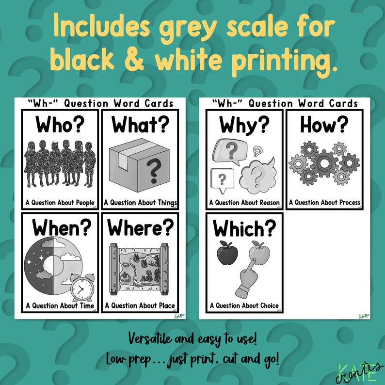 Questions Card Set for Kids: Visual Learning Aid (PDF) - Etsy
