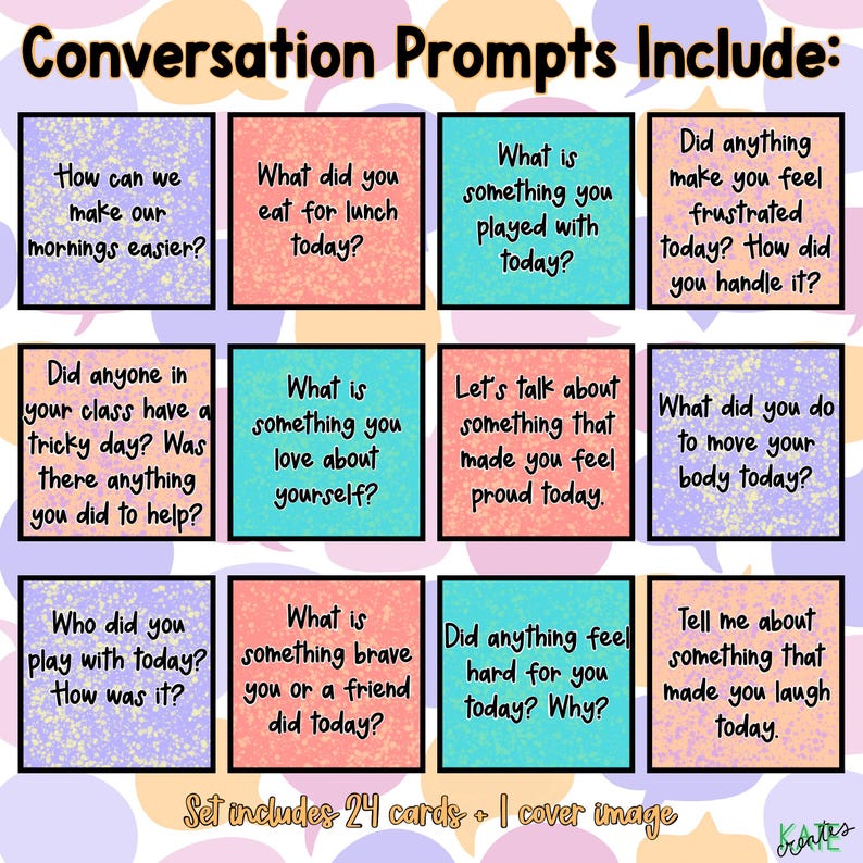 Conversation Starter Cards for Kids and Parents | School Day Question ...
