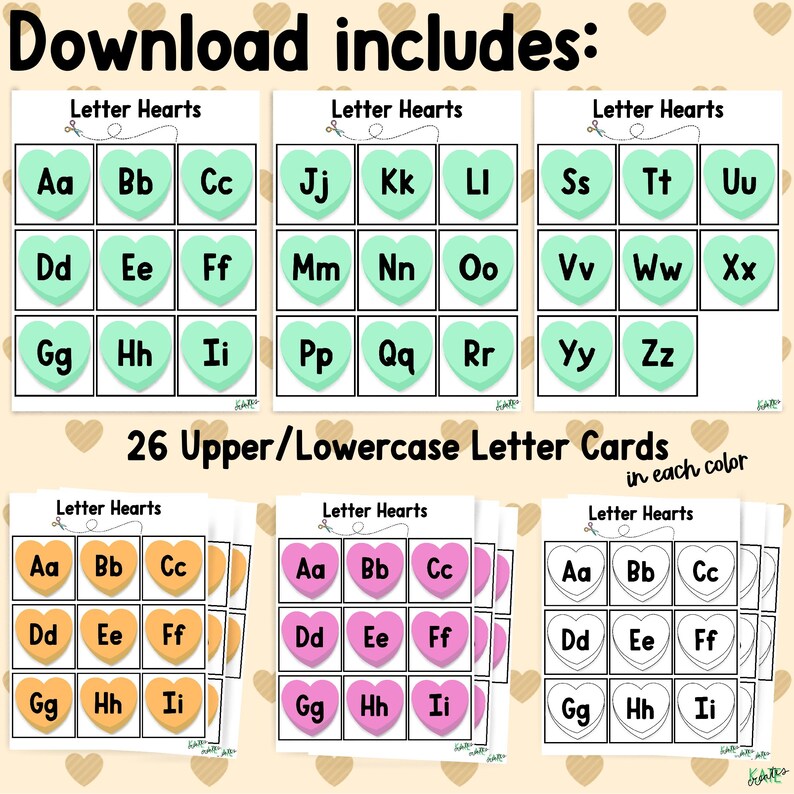 Valentine Alphabet Flashcards: Heart Letter Cards (digital Download) - Etsy