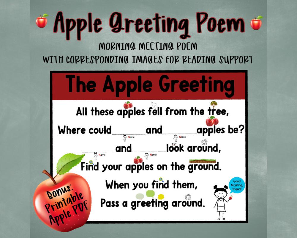 Apple Poem, Apple Rhyming Poem, Apple Greeting, Greeting Poem, Apple ...