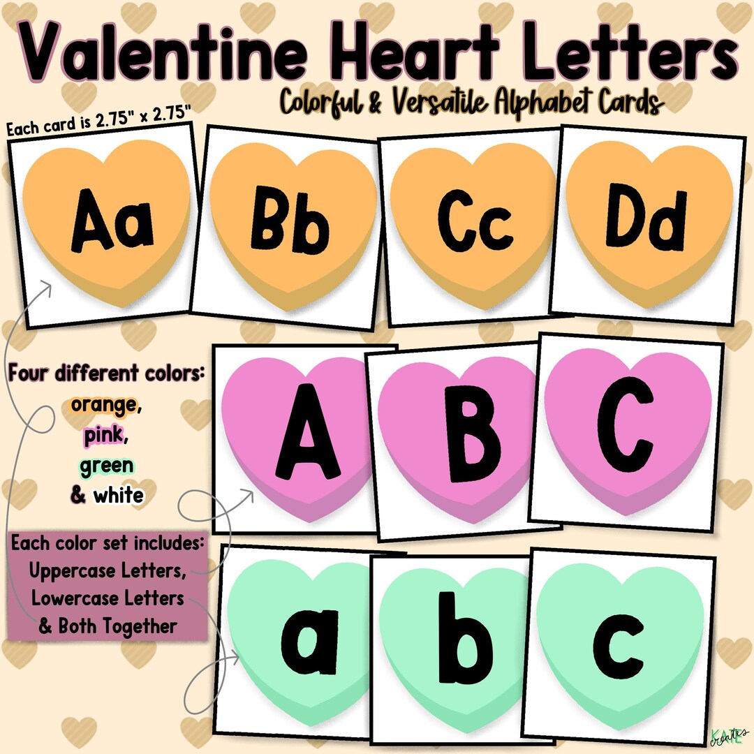 Valentine Alphabet Flashcards: Heart Letter Cards (digital Download) - Etsy