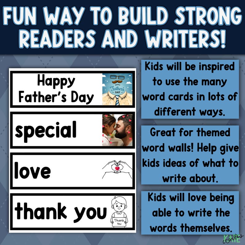 Father's Day Vocabulary Cards | Preschool Writing Center (digital PDF ...