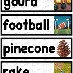 Word Cards, Word Cards for Kids, Word Cards for Children, Fall Word ...