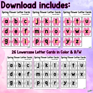 Spring Flower Printable Prek Letters ELA Alphabet Identification Cards ...