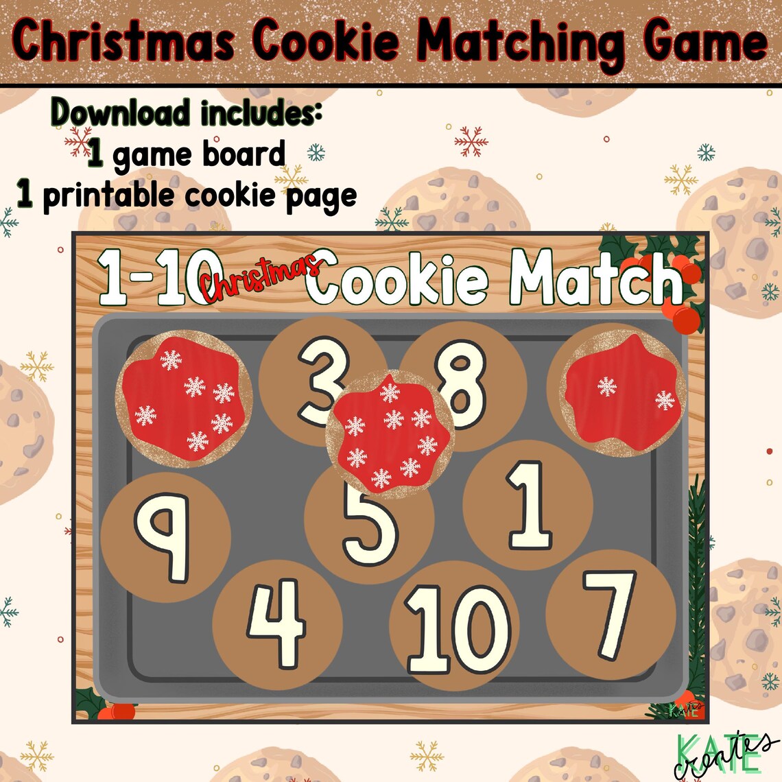 Christmas Cookie Theme Math Game for Kid | Festive Printable Counting ...
