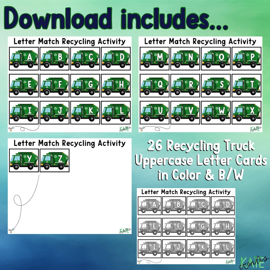 Earth Day Letter Match: Recycling Alphabet Game (digital PDF) - Etsy