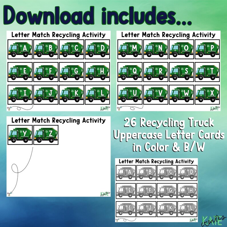 Earth Day Letter Match: Recycling Alphabet Game (digital PDF) - Etsy