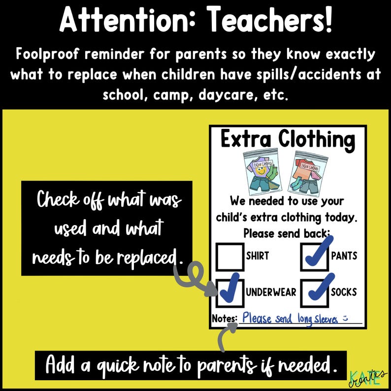 Printable Extra Clothing Return Form for Teachers | Replenish Classroom ...