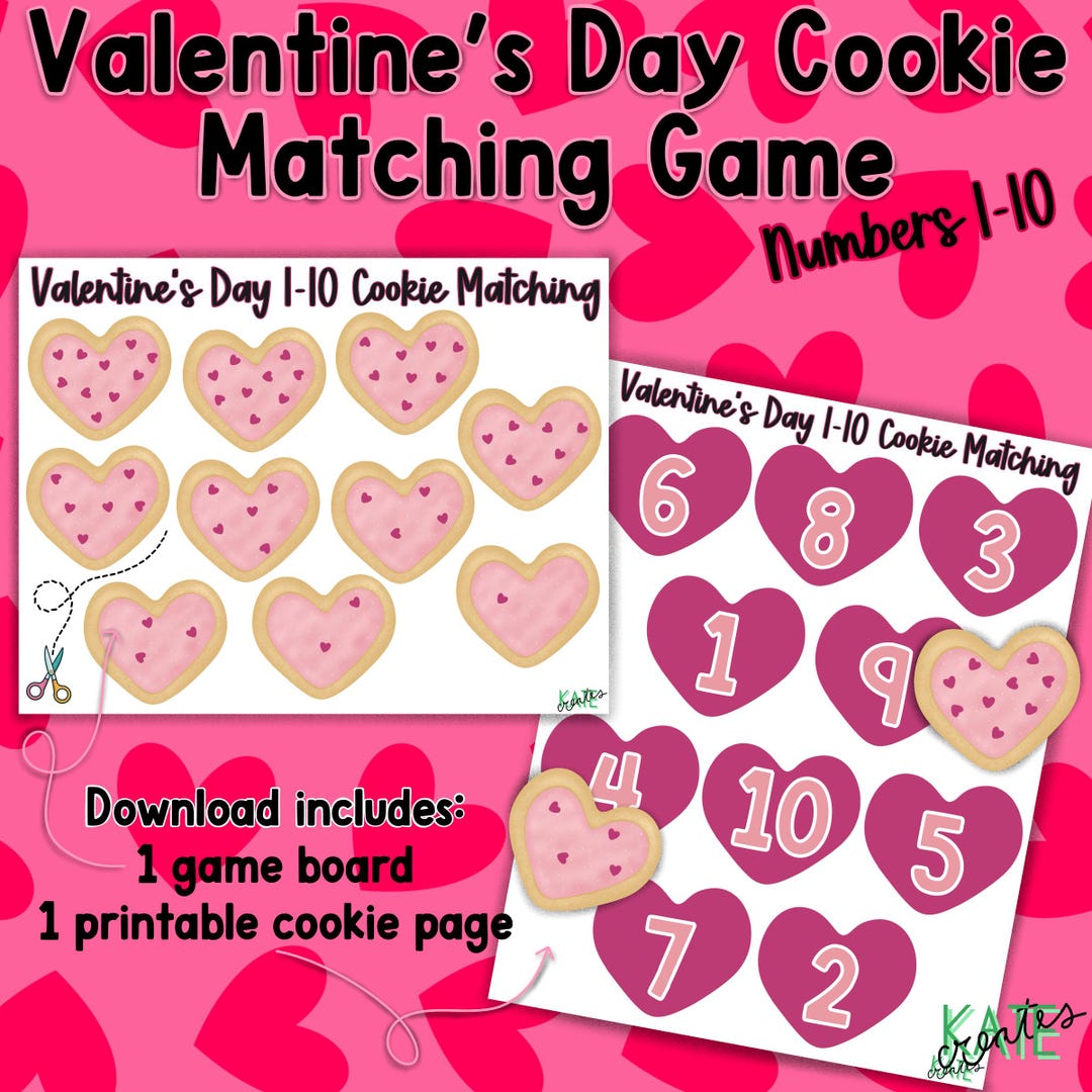 Valentines Day Printable Game for Kids, Cookie Themed Math, Fun ...