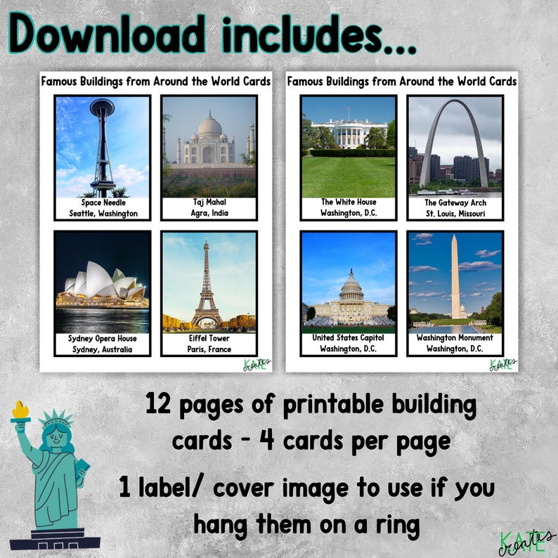 Prek Flashcards Famous Buildings Study Creative Curriculum Building ...