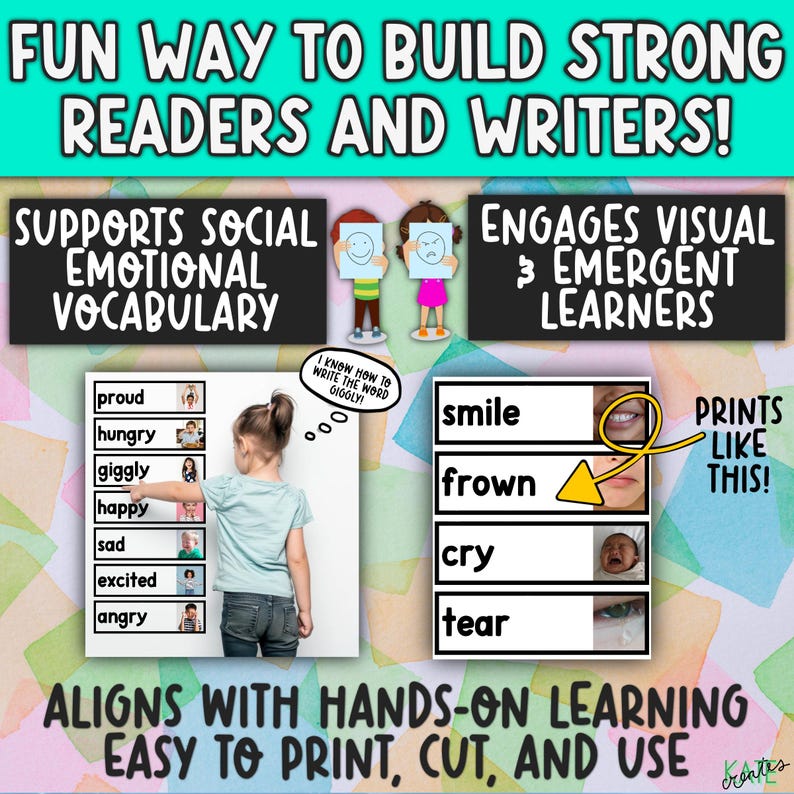 Feelings Word Cards With Real Photos: SEL Vocabulary (digital Download ...