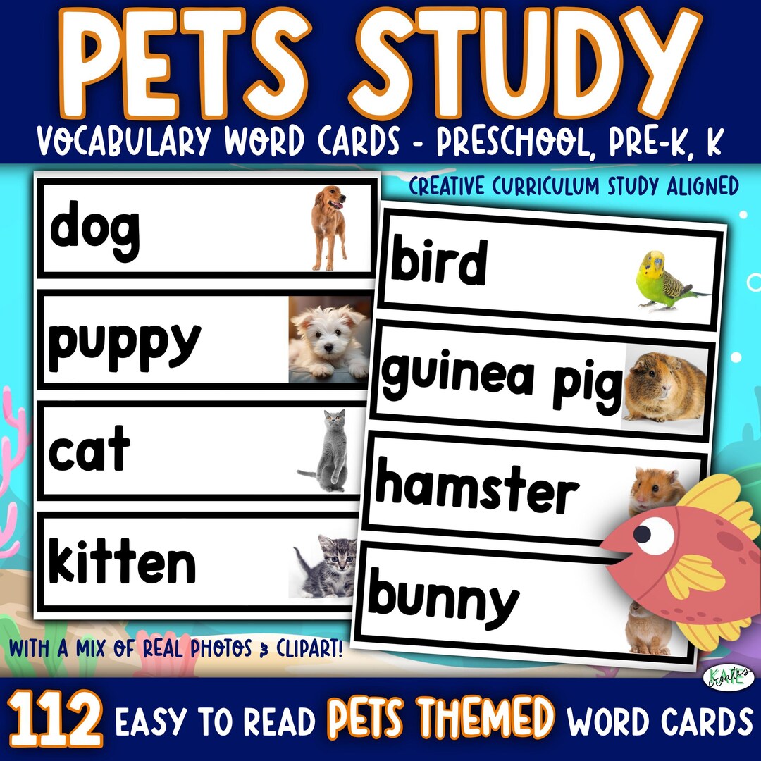 Pet Vocabulary Word Cards: Creative Curriculum, 3k-kindergarten ...