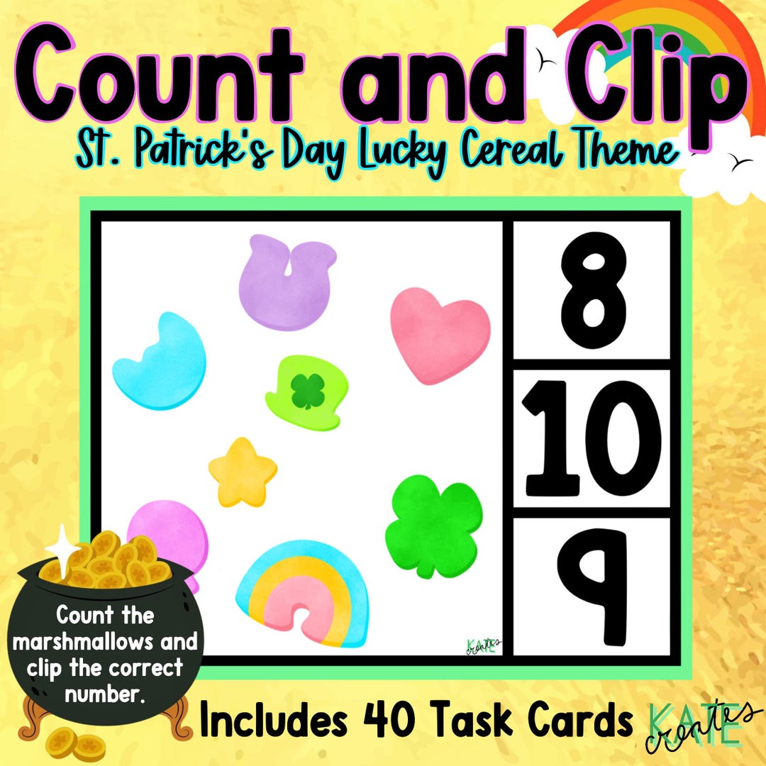 Prek Math Activity Count and Clip Cards, One to One Correspondence ...