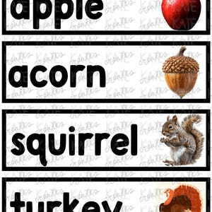 Word Cards, Word Cards for Kids, Word Cards for Children, Fall Word ...