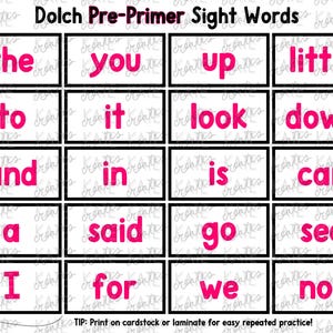 Printable Dolch Sight Word Flashcards, Kindergarten Learning, High ...