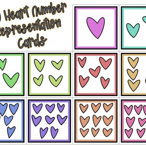 Number Cards for Kids, Numbers 1-10, Heart Matching Game, Use in ...