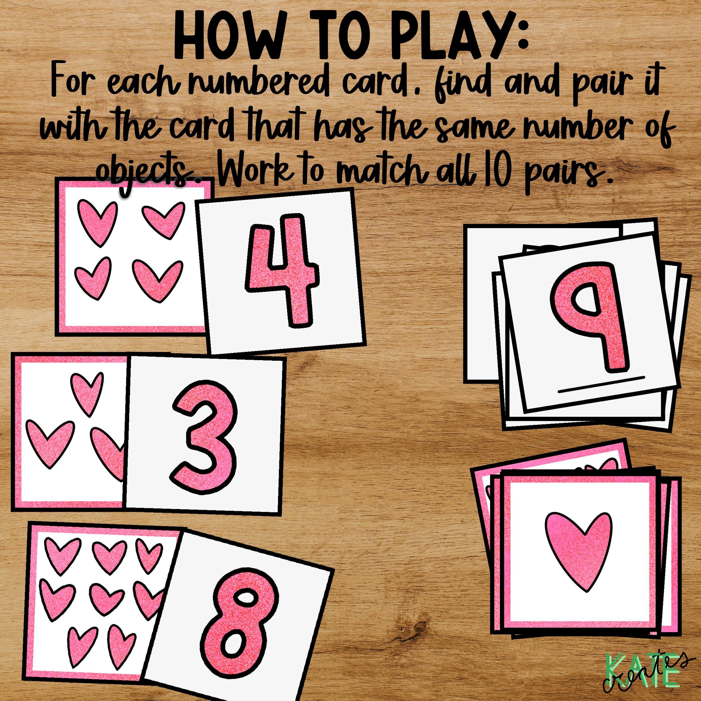 Printable Heart Number Matching Game: Preschool Activity (digital ...
