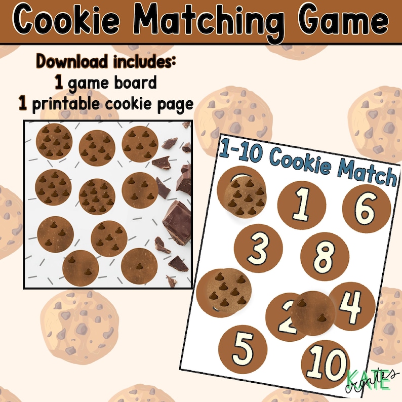 Cookie Math Game: Number Matching Activity (digital Download PDF) - Etsy