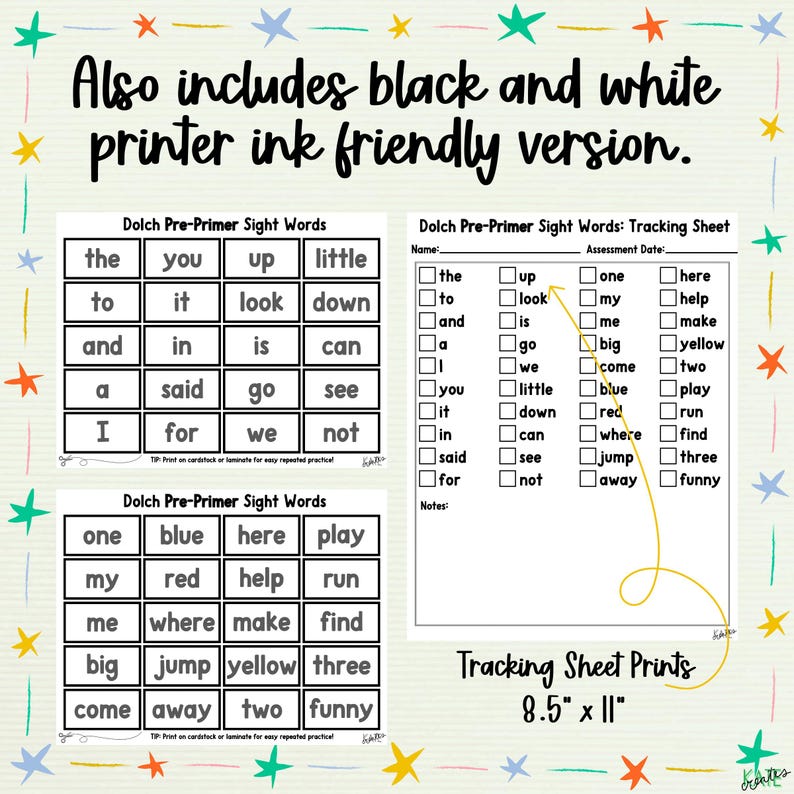 Printable Dolch Sight Word Flashcards, Kindergarten Learning, High ...