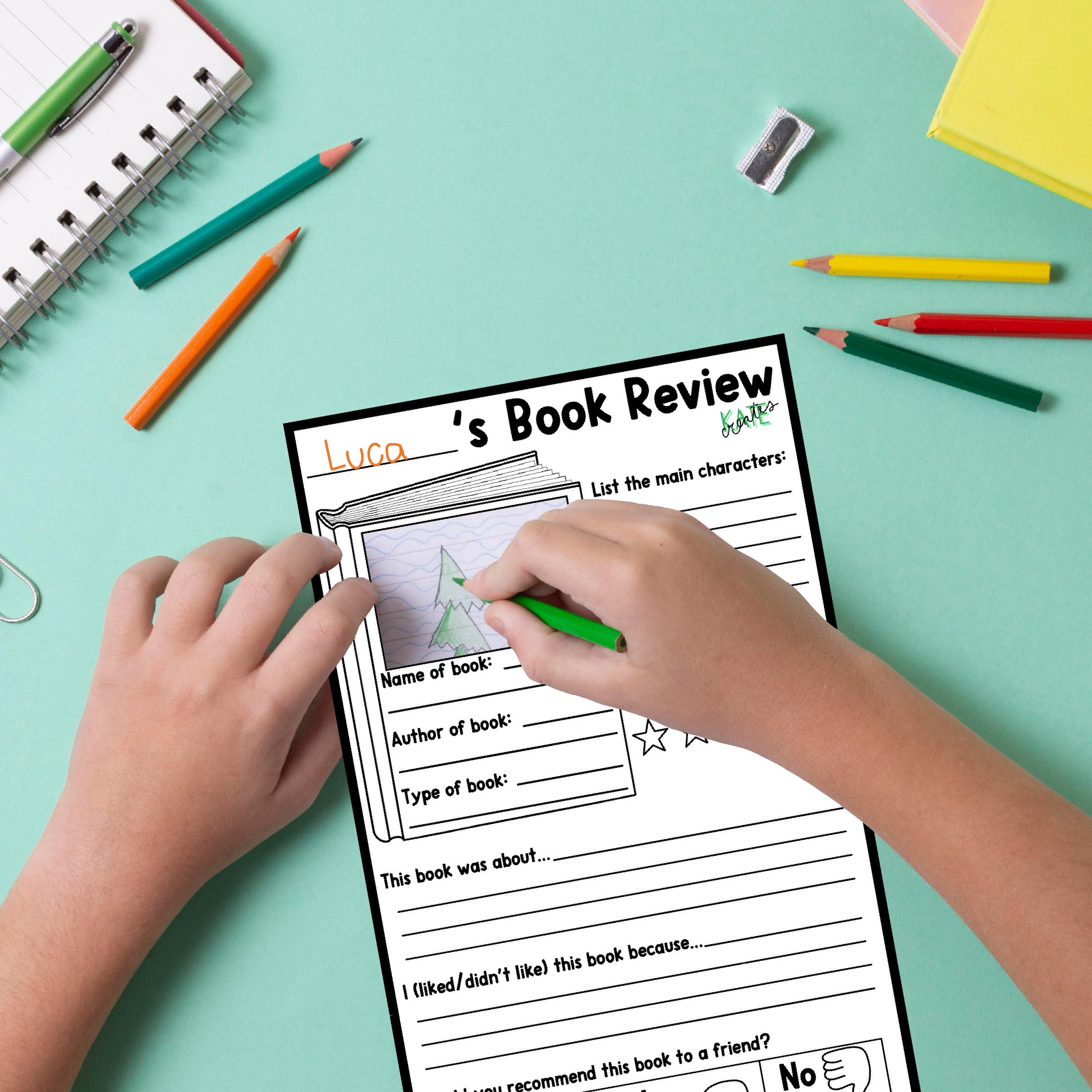 Reading Log Template Pdf Printable Book Review Page for Children - Etsy