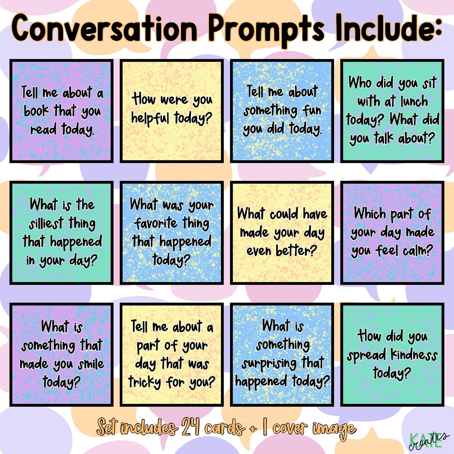 Conversation Starter Cards for Kids and Parents | School Day Question ...