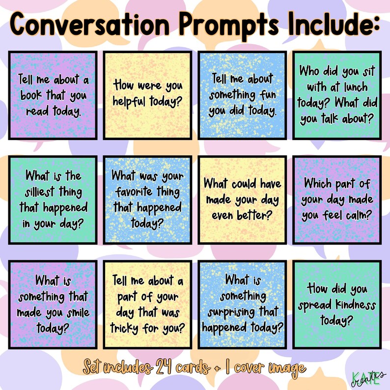 Conversation Starter Cards for Kids and Parents | School Day Question ...