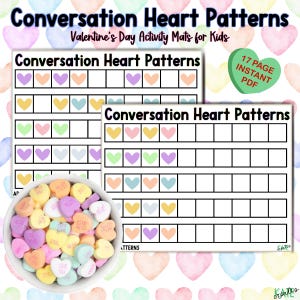 Valentine’s Day Conversation Heart Pattern Mats | Printable Patterning ...