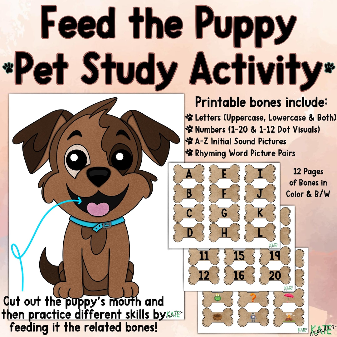 Feed the Puppy Printable Activity- Pet Study Creative Curriculum, Prek ...
