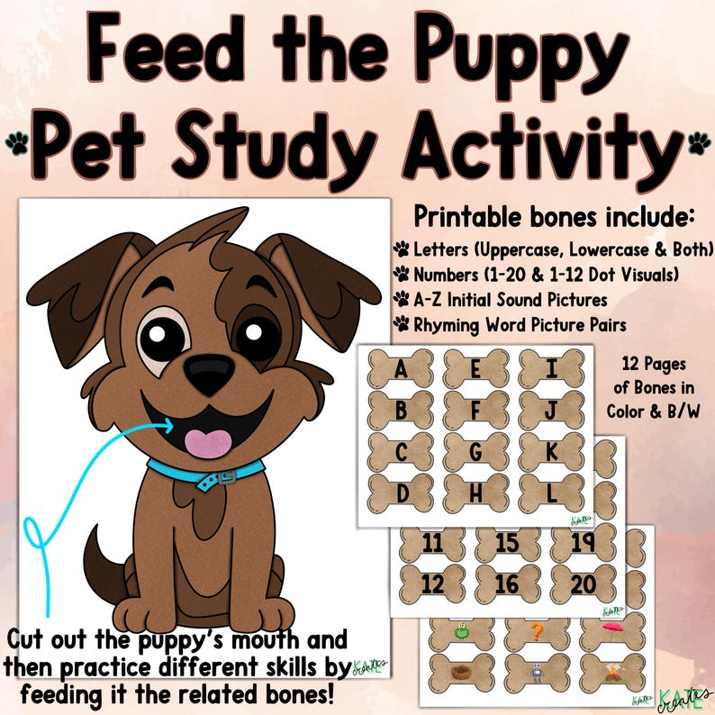 Feed the Puppy Printable Activity- Pet Study Creative Curriculum, Prek ...