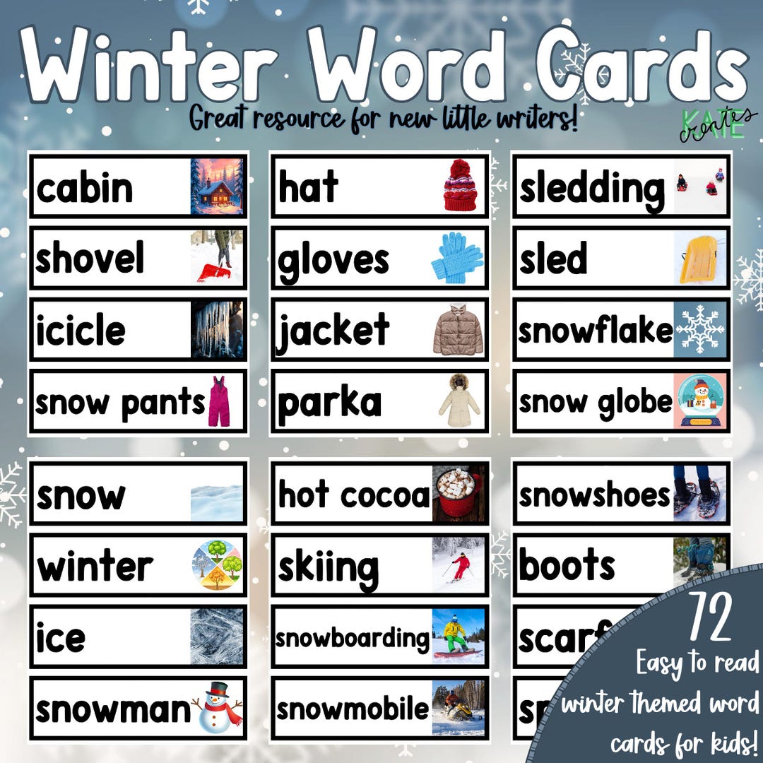 Preschool Winter Activities | Fun Vocabulary Cards for Kids | Writing ...