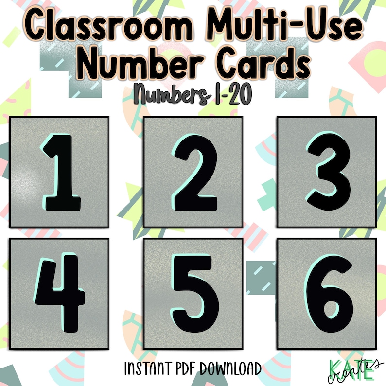 Number Flashcards 1-20: Preschool Classroom Math (digital Download) - Etsy