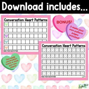 Valentine’s Day Conversation Heart Pattern Mats | Printable Patterning ...