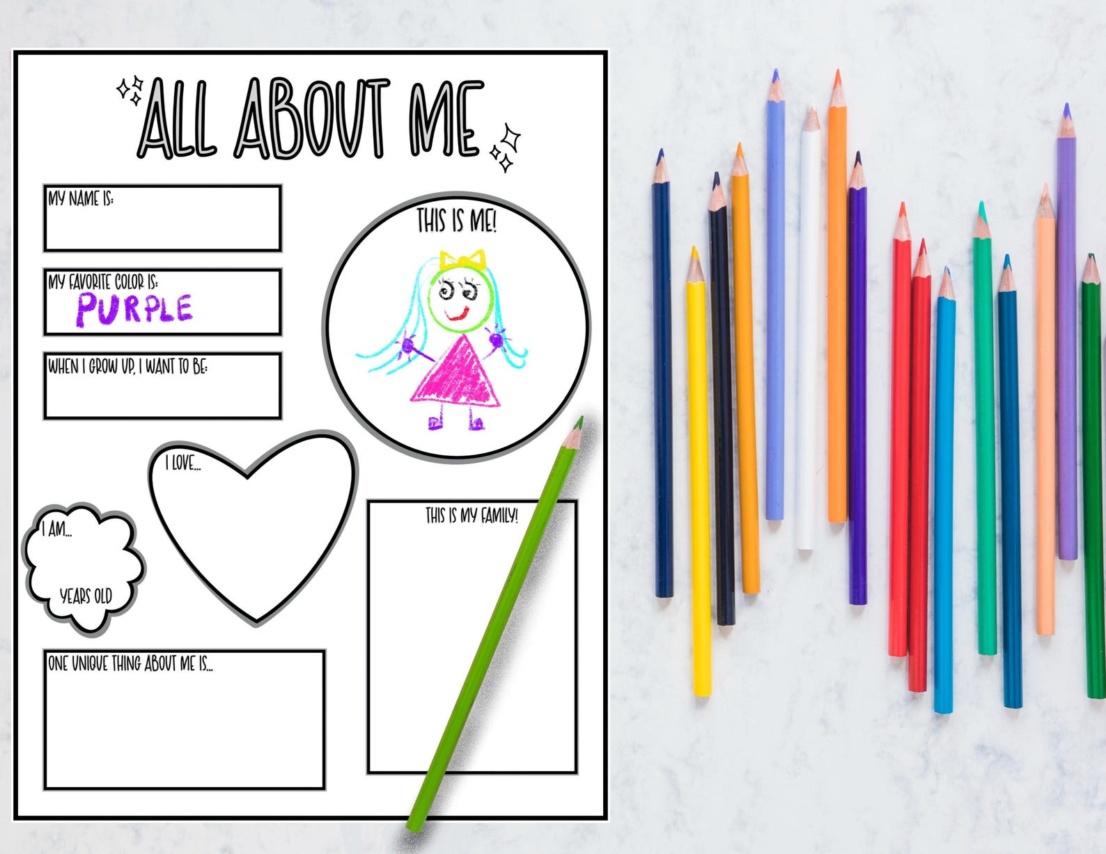 All About Me Poster: Back to School Activity, Coloring Page (printable ...