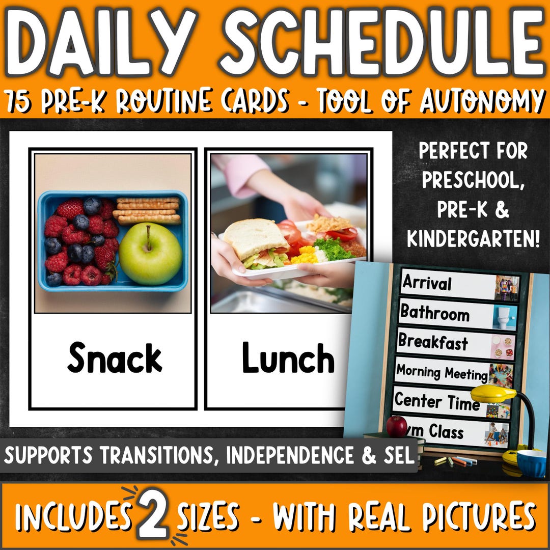 Preschool Daily Schedule Cards | Real Photo Visuals (digital PDF) - Etsy