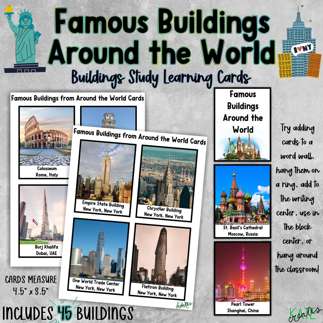 Prek Flashcards Famous Buildings Study Creative Curriculum Building ...