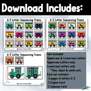 Alphabet Train A-Z Sequencing Cards: Preschool Learning Game (digital ...